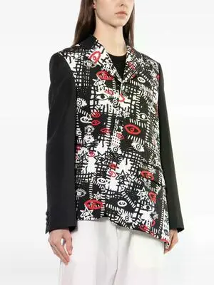 Comme Des Garçons Asymmetric Graphic Print Blazer