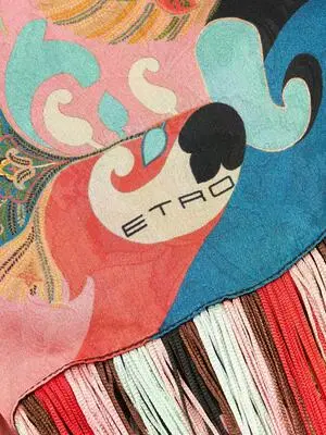 Etro Silk Jacquard Scarf With Fringing And Floral Paisley Motif - Black