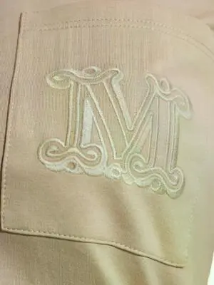 Max Mara Logo Embroidered Pocket T-shirt - Neutrals