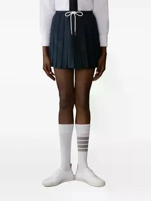 Thom Browne Seersucker Drawstring Pleated Mini Skirt