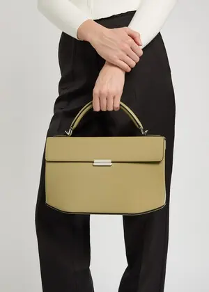 TOTEME Glossed Leather Top Handle Bag - Beige