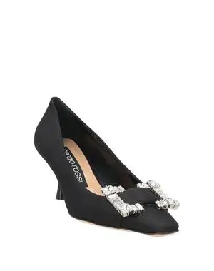 SERGIO ROSSI Satin Pumps With Crystal Appliqués