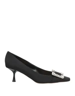 SERGIO ROSSI Satin Pumps With Crystal Appliqués