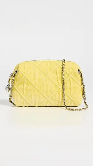 Tory Burch Fleming Denim Soft Crossbody Bag - Yellow