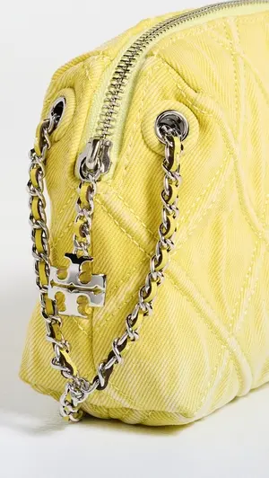 Tory Burch Fleming Denim Soft Crossbody Bag - Yellow
