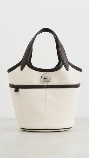Veronica Beard Canvas Anchor Bucket Bag - Espresso/ecru