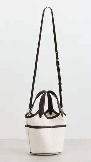 Veronica Beard Canvas Anchor Bucket Bag - Espresso/ecru