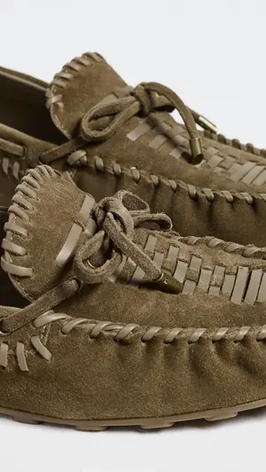 Free People Misty Suede Moccasins - Olive Suede