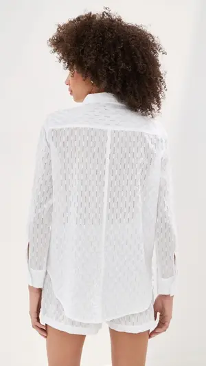 LE BOP Cecelia Eyelet Button-down Shirt - White