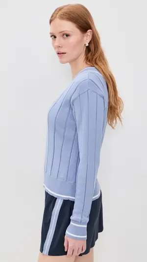 RHONE Varsity Cable Knit Sweater - Hydrangea Blue