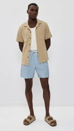 LES DEUX Stan Stripe Seersucker Swim Shorts - Allure