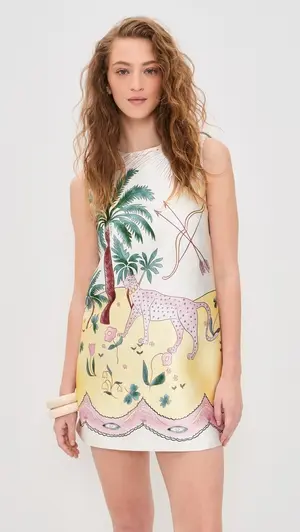 ROAME Sofia Mini Dress With Graphic Botanical Print