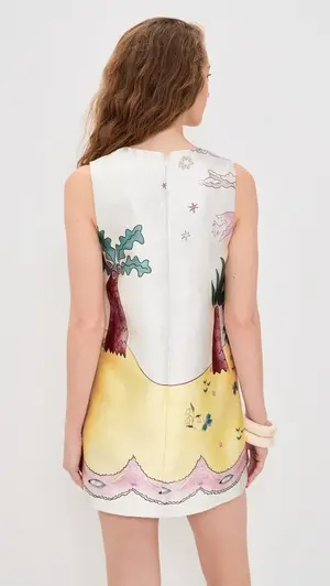 ROAME Sofia Mini Dress With Graphic Botanical Print