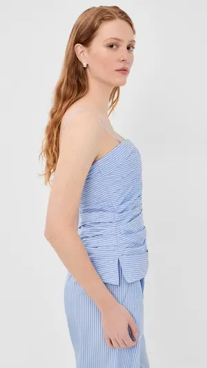 Simkhai Emerson Ruched Bustier Top - Periwinkle Stripe