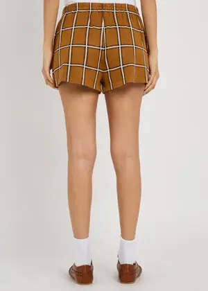 Guest In Residence Picnic Plaid Silk And Linen-blend Shorts - Brown
