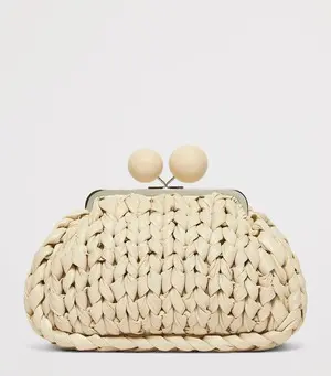 Max Mara Woven Leather Pasticcino Clutch - White