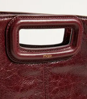 Maje Cracked Leather Fringed M Bag - Red
