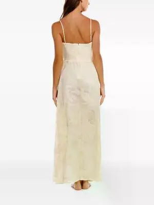 Agua Bendita Floral-embroidered Maxi Dress