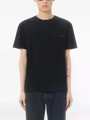 Valentino Garavani Cotton T-shirt With Vgold - Black