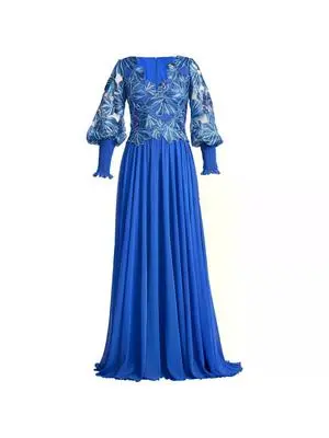 Long Sleeve Floral Evening Dresses
