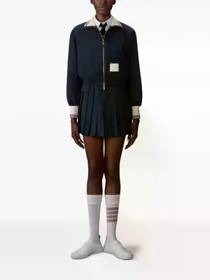 Thom Browne Seersucker Drawstring Pleated Mini Skirt - Blue