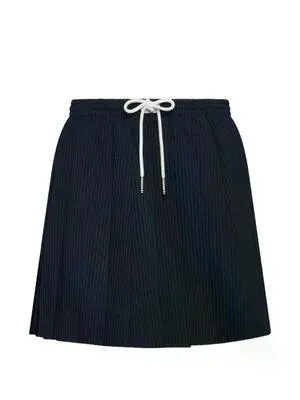 Thom Browne Seersucker Drawstring Pleated Mini Skirt - Blue