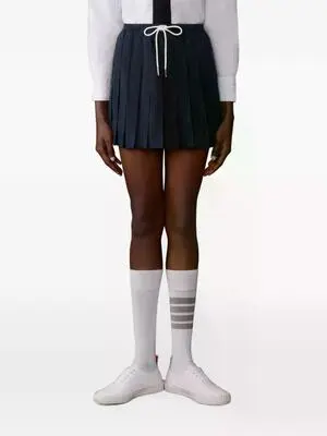 Thom Browne Seersucker Drawstring Pleated Mini Skirt - Blue