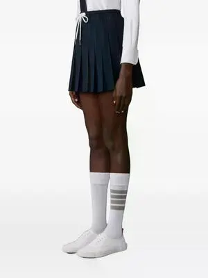 Thom Browne Seersucker Drawstring Pleated Mini Skirt - Blue