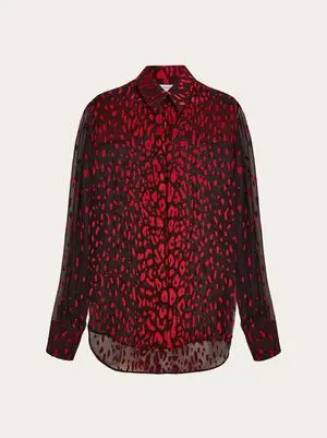 FERRAGAMO Devoré Georgette Shirt - Red