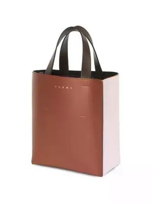 Marni Mini Museo Color-block Leather Tote Bag - Brown