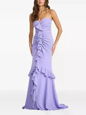 Tadashi Shoji Strapless Ruffled Gown - Purple
