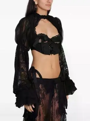 AMIR SLAMA Lace Puff-sleeve Bolero