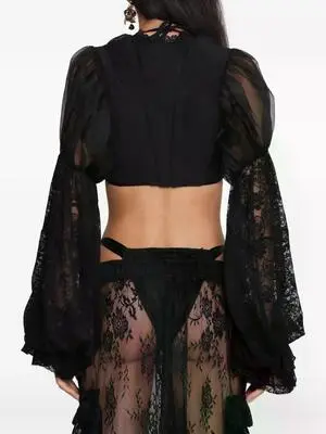 AMIR SLAMA Lace Puff-sleeve Bolero