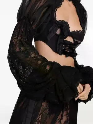 AMIR SLAMA Lace Puff-sleeve Bolero