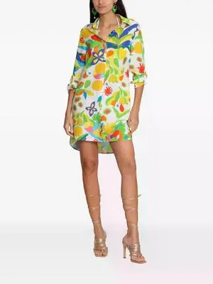 AMIR SLAMA Floral Print Linen Shirt Dress