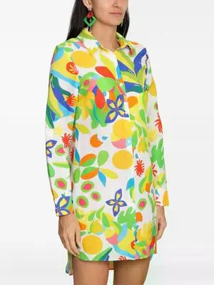 AMIR SLAMA Floral Print Linen Shirt Dress