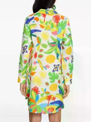 AMIR SLAMA Floral Print Linen Shirt Dress