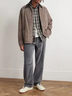 Bottega Veneta Logo-appliquéd Suede-trimmed Denim Jacket - Brown