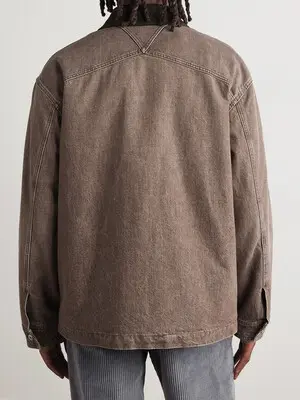 Bottega Veneta Logo-appliquéd Suede-trimmed Denim Jacket - Brown