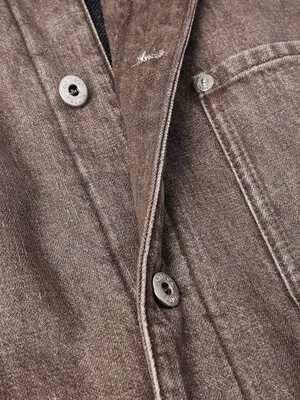 Bottega Veneta Logo-appliquéd Suede-trimmed Denim Jacket - Brown