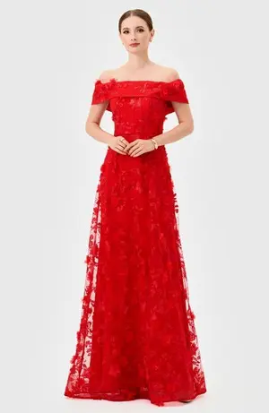 BARIANO Edie Off-shoulder Gown