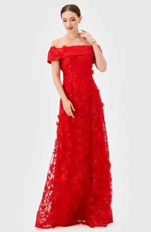 BARIANO Edie Off-shoulder Gown