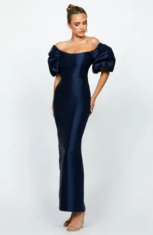 BARIANO Meredith Puff Sleeve Scooped Gown