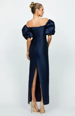BARIANO Meredith Puff Sleeve Scooped Gown