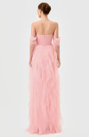 BARIANO Lili Off-shoulder Ruffle Gown