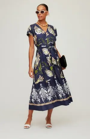 Fifteen Twenty Tiered Tie Waist Midi Dress