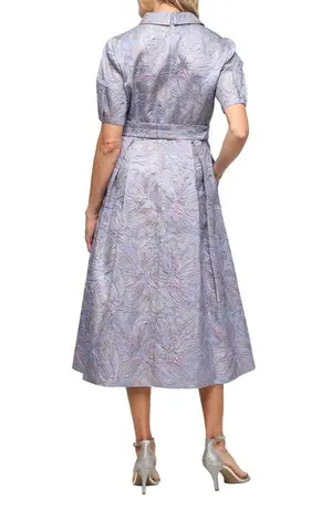 Alex Evenings Floral Jacquard Dress With Tie Belt