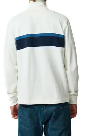 Rodd & Gunn Chesterfield Chest Stripe Quarter Zip Long Sleeve Polo - Bone