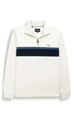 Rodd & Gunn Chesterfield Chest Stripe Quarter Zip Long Sleeve Polo - Bone