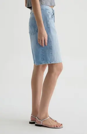 Ag Hattie High-waist Barrel Denim Bermuda Shorts